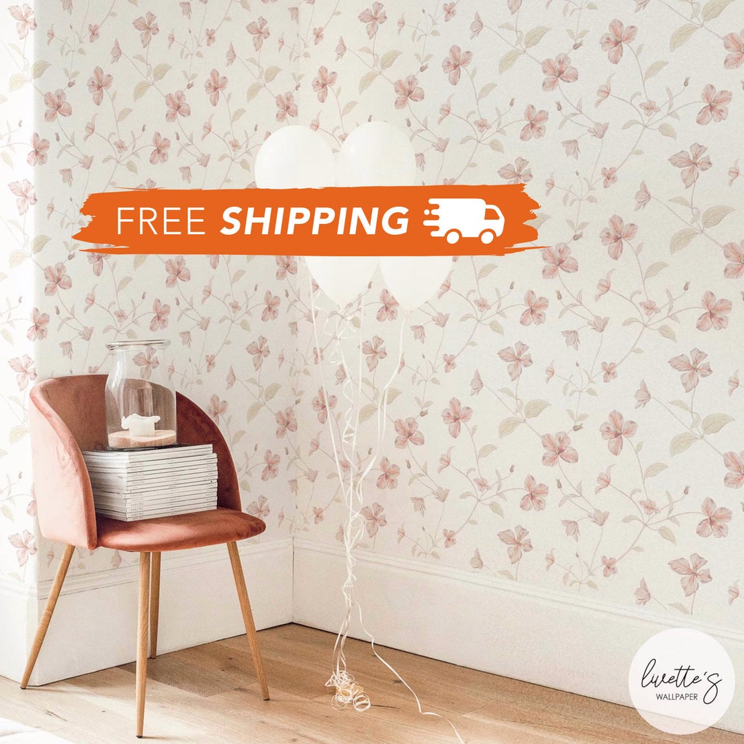 Cute Pastel Pink Wallpaper Floral Peel and Stick Wallpaper Pink ...