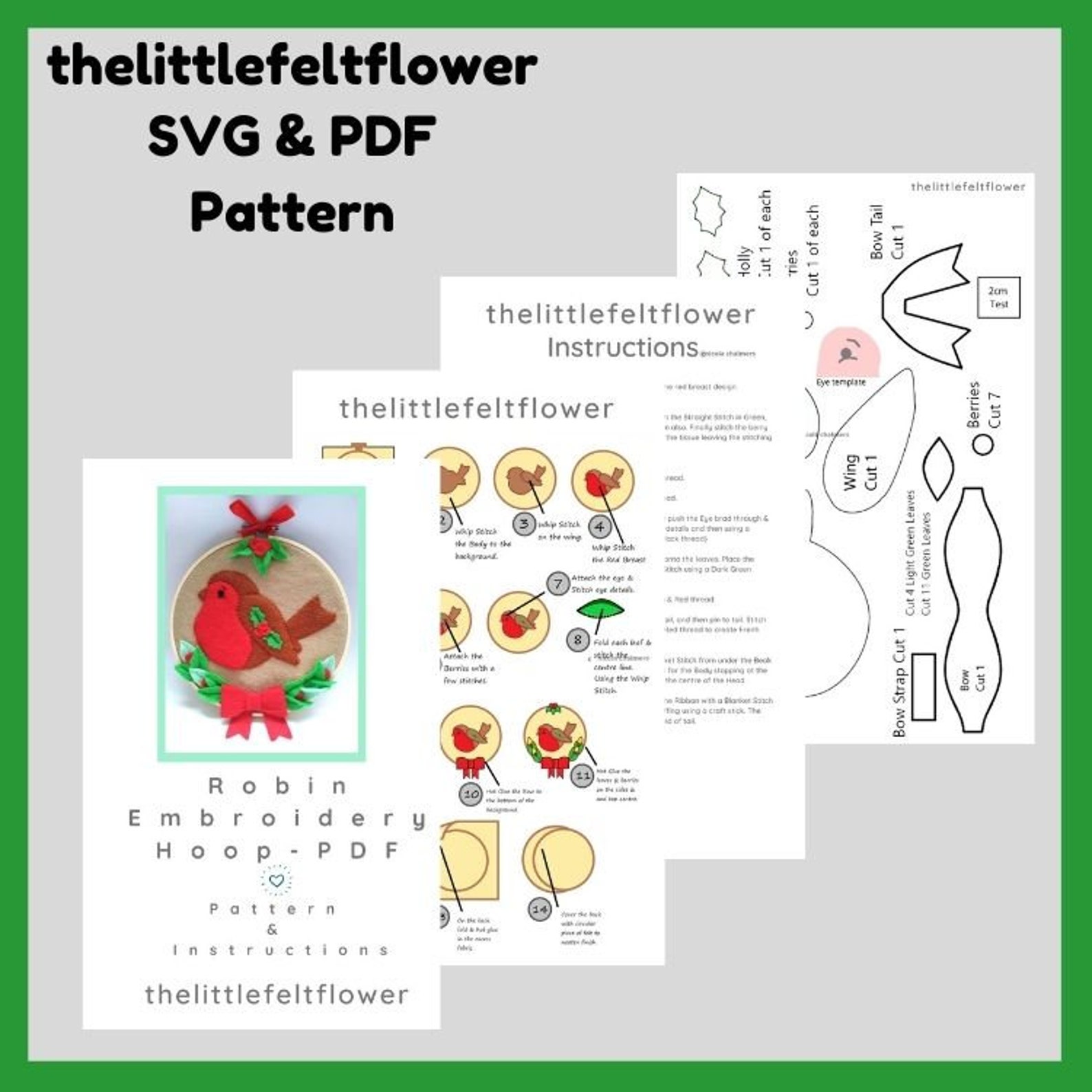 Felt Robin Pattern, Robin Embroidery Hoop, Felt Robin PDF Pattern ...