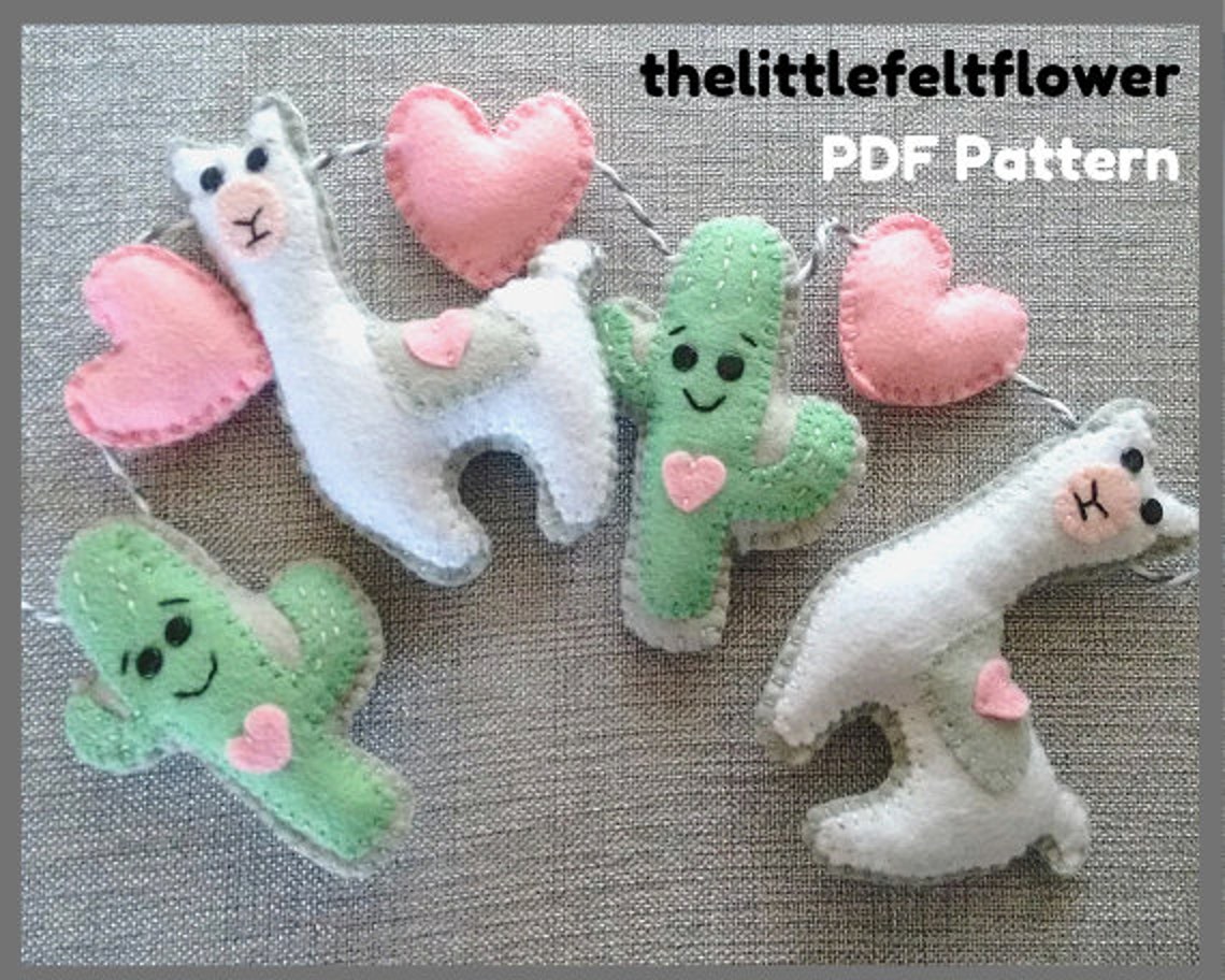 Llama Felt Pattern, Llama Pattern Garland, Felt PDF Pattern,llama ...