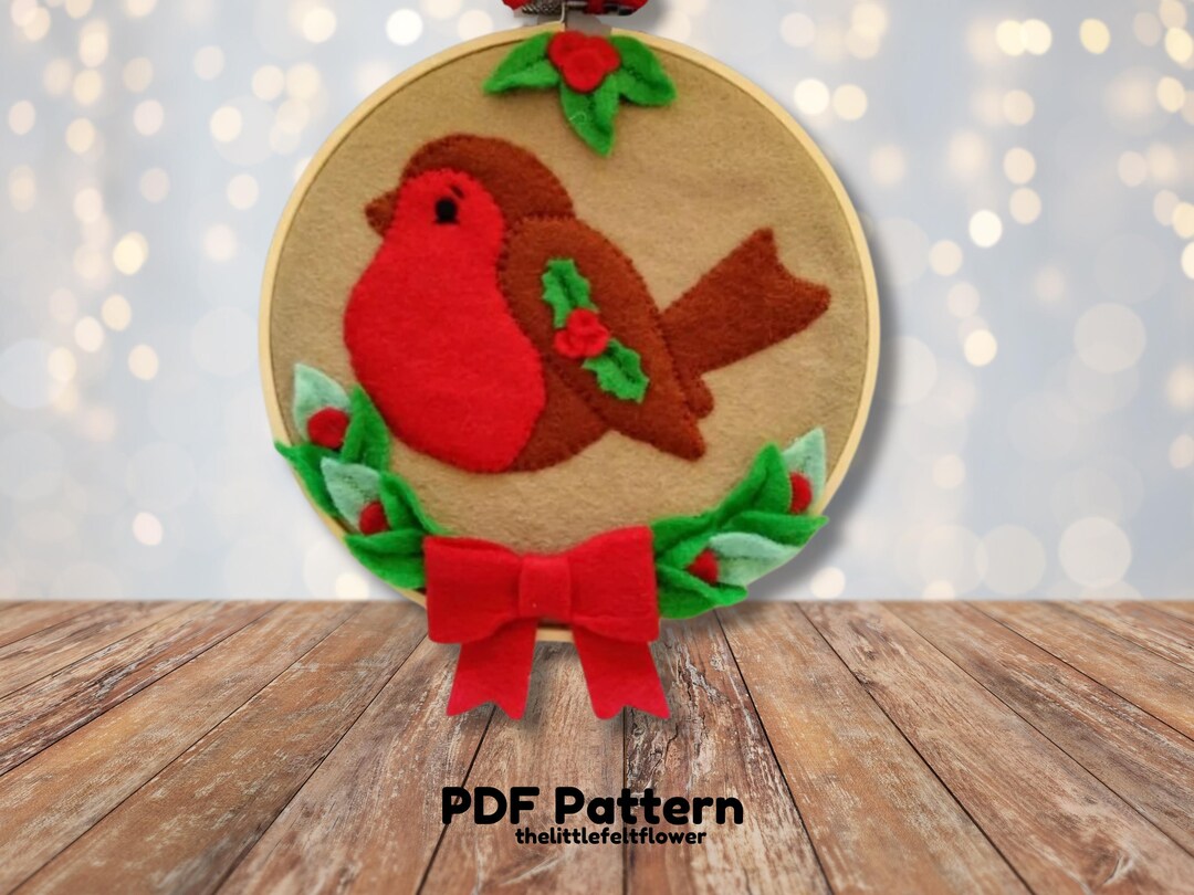 Felt Robin Pattern, Robin Embroidery Hoop, Felt Robin PDF Pattern ...