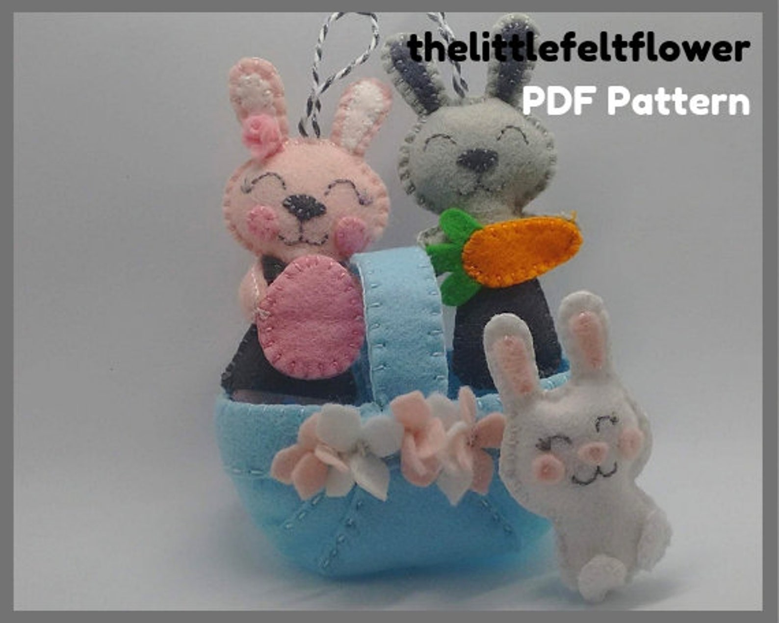 Felt Easter Basket Pattern Felt Bunny Patterns Easter Sewing Pattern ...