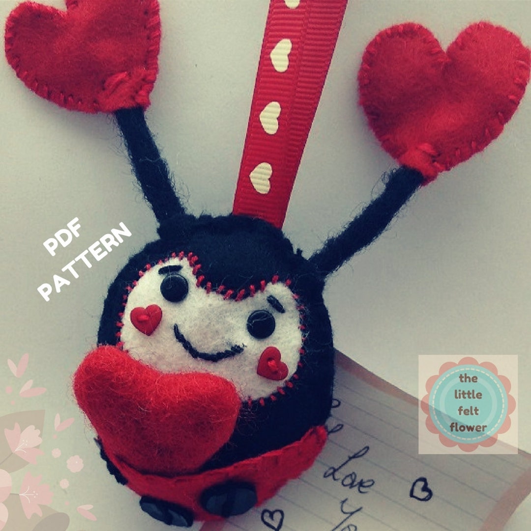 Felt Lady Bird Pattern Valentine-love Bug Felt Pattern-felt Lady Bird ...