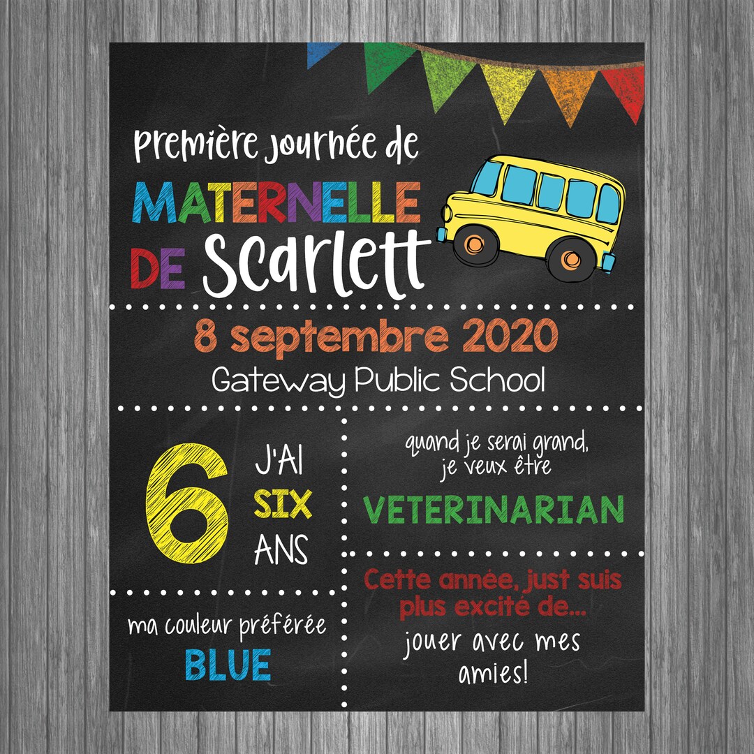 FRENCH First Day of School Sign | First Day of School Chalkboard Photo ...