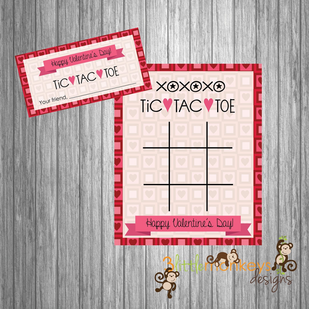 Tic Tac Toe Valentine | Instant Download | Valentine's Day Card ...