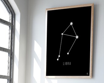 Constellation Print Libra Zodiac Sign Wall Art Astrology - Etsy