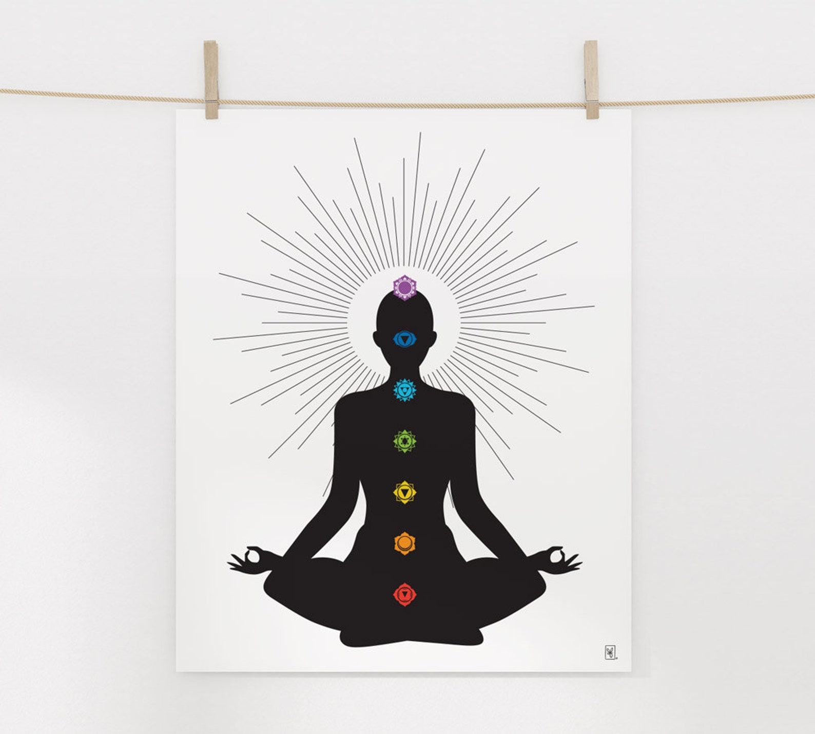 Chakras, Printable Wall Art, Witch, Black and White, Art Print, Poster ...