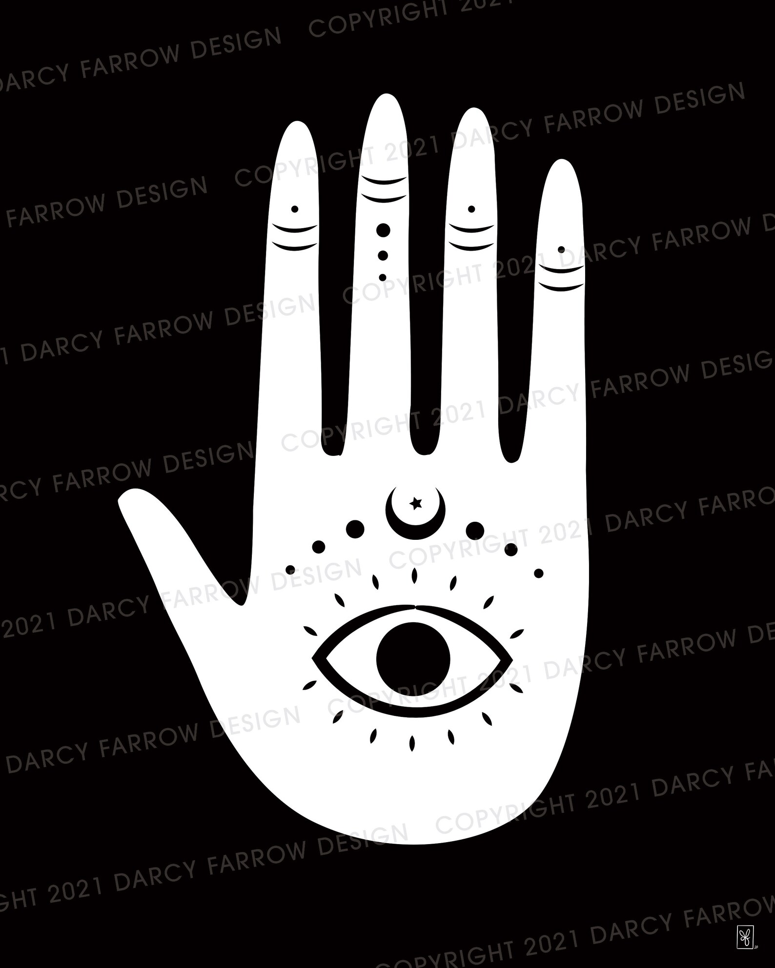 Evil Eye, Printable Wall Art, Witch, Hamsa Hand, Black and White, Art ...