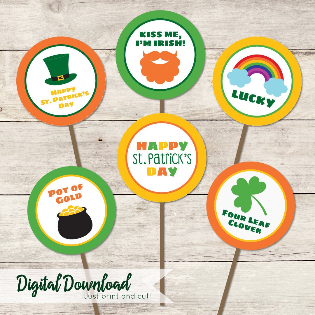 St. Patrick's Day Cupcake Toppers/tags Printable - Etsy