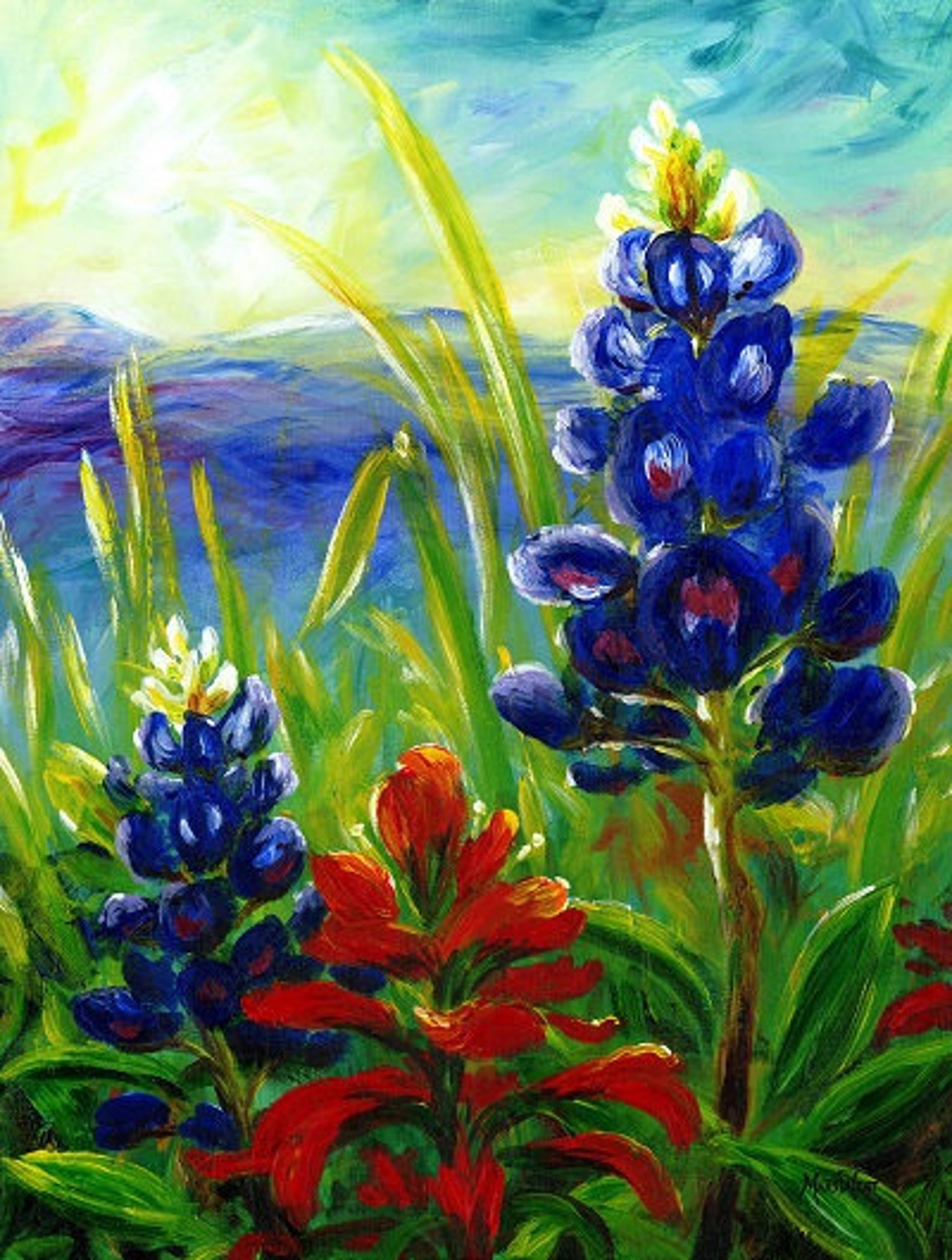 Texas Blue Bonnet Paris Texas Art Print Sunset Sunrise Nature Scenery ...