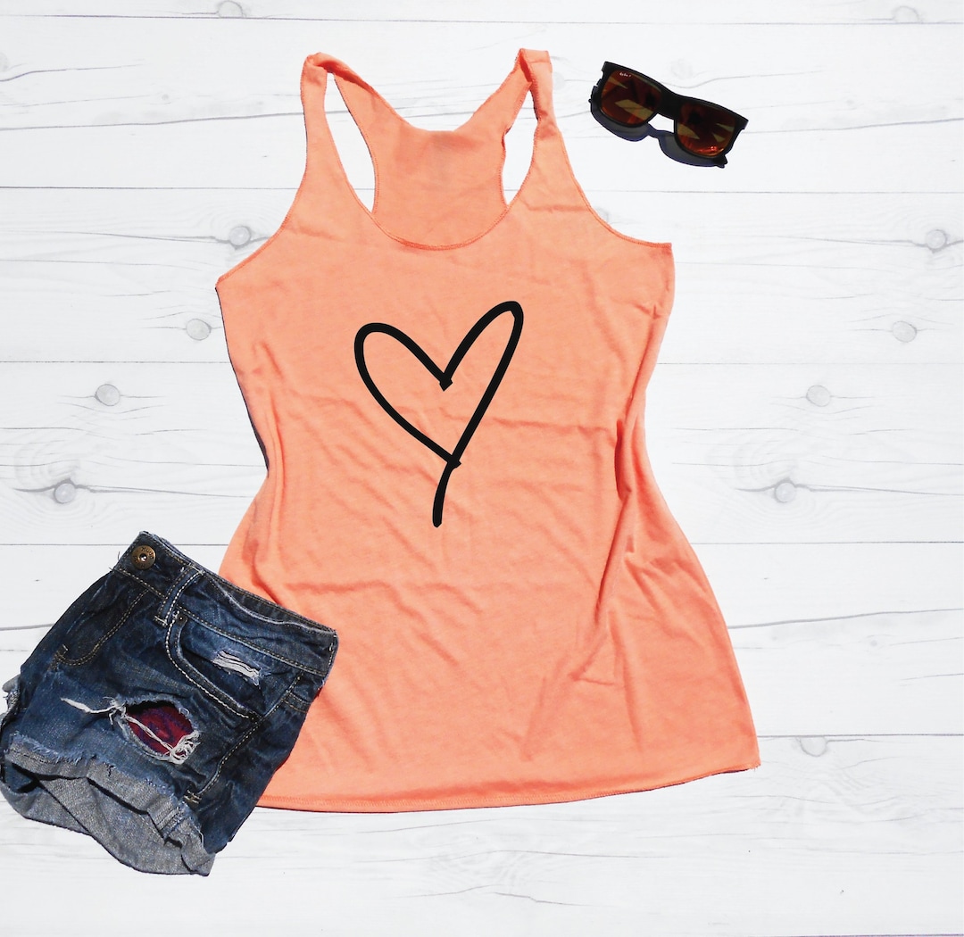 Heart Tank Workout Tank Racerback Workout Tank Heart Outline Tank Top ...