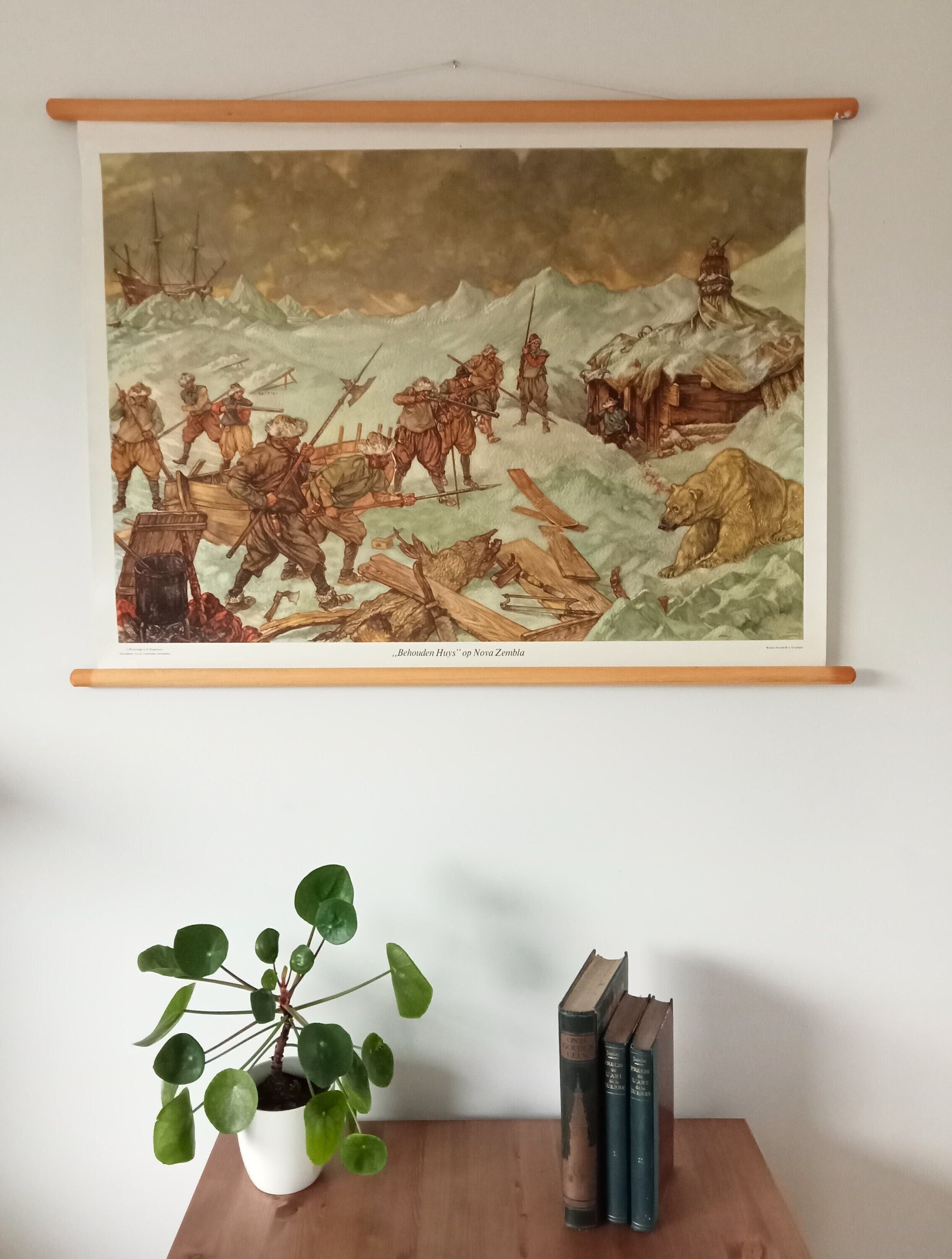 1968 Pull Down Chart School Chart Wall Hanging Poster on Linen Ice Bear Antique Gift European ...