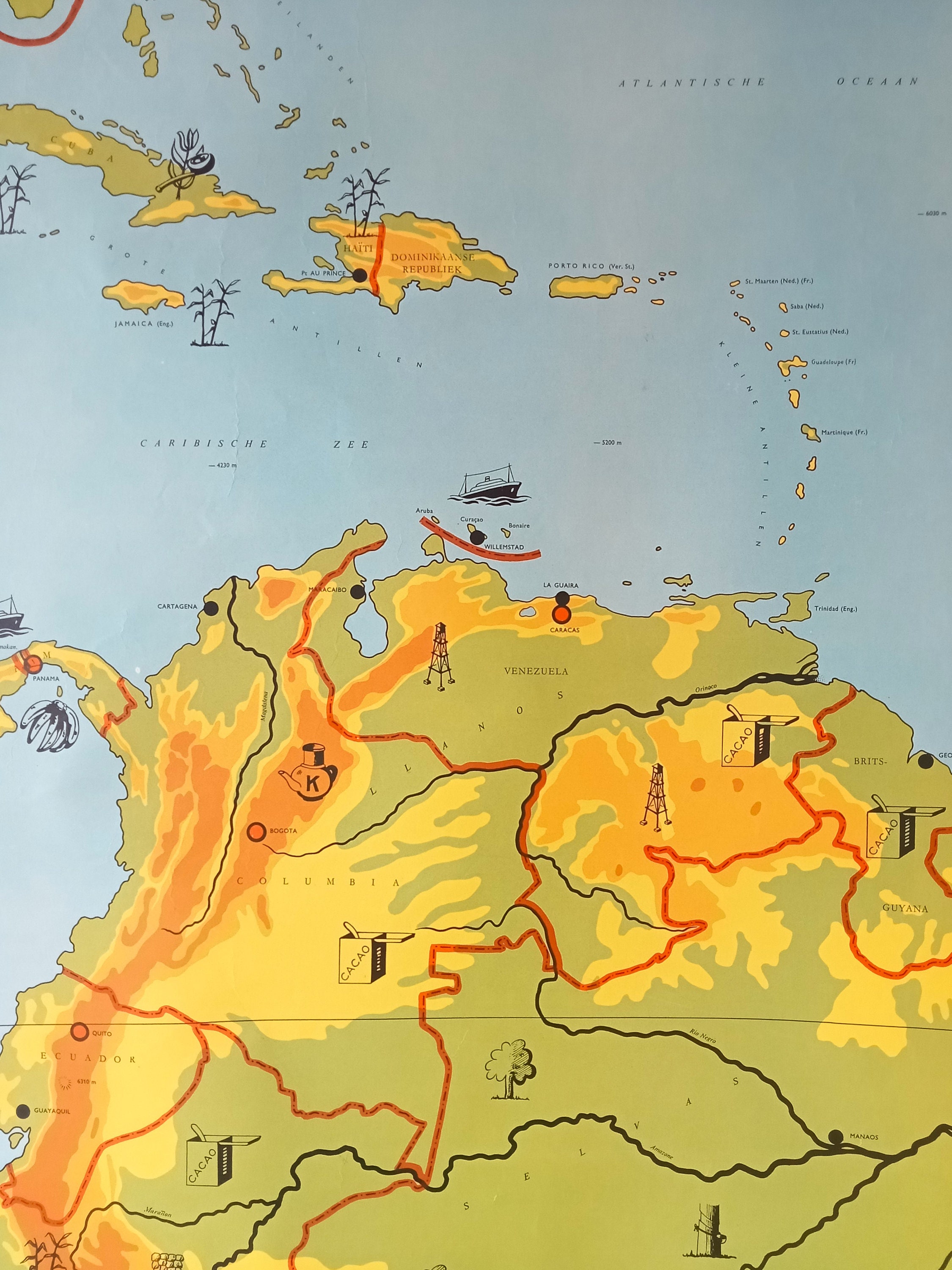 1962 - Pull Down Chart - School Chart - Large Continental Map - World Map - Map of America ...