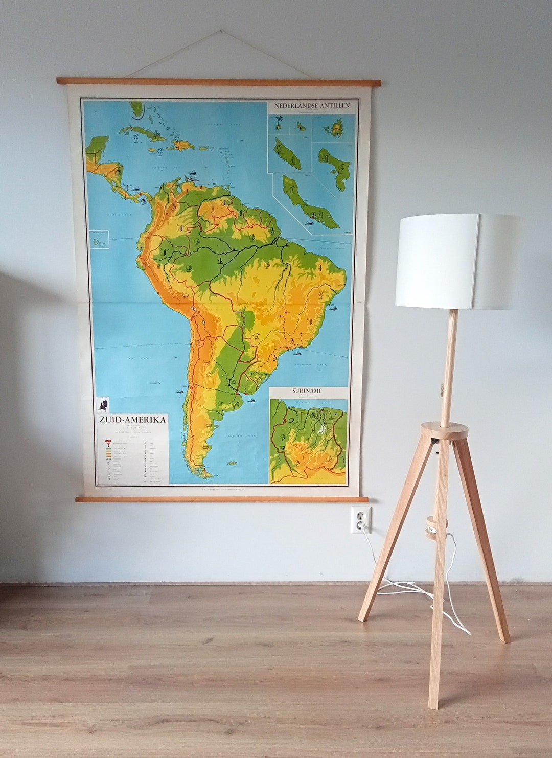 1962 - Pull Down Chart - School Chart - Large Continental Map - World Map - Map of America ...