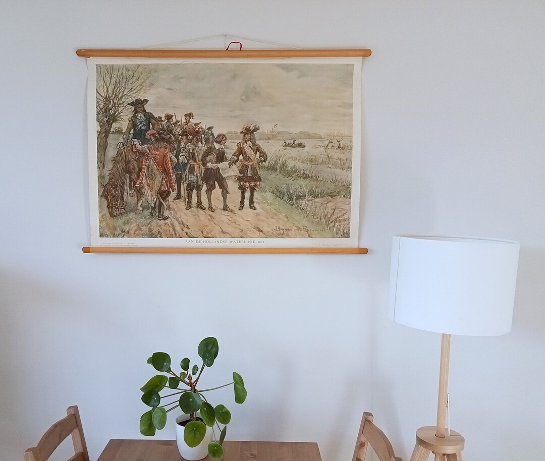 1940 Pull Down Chart Vintage Chart Wall Hanging Military Antique Dutch History Vintage School ...