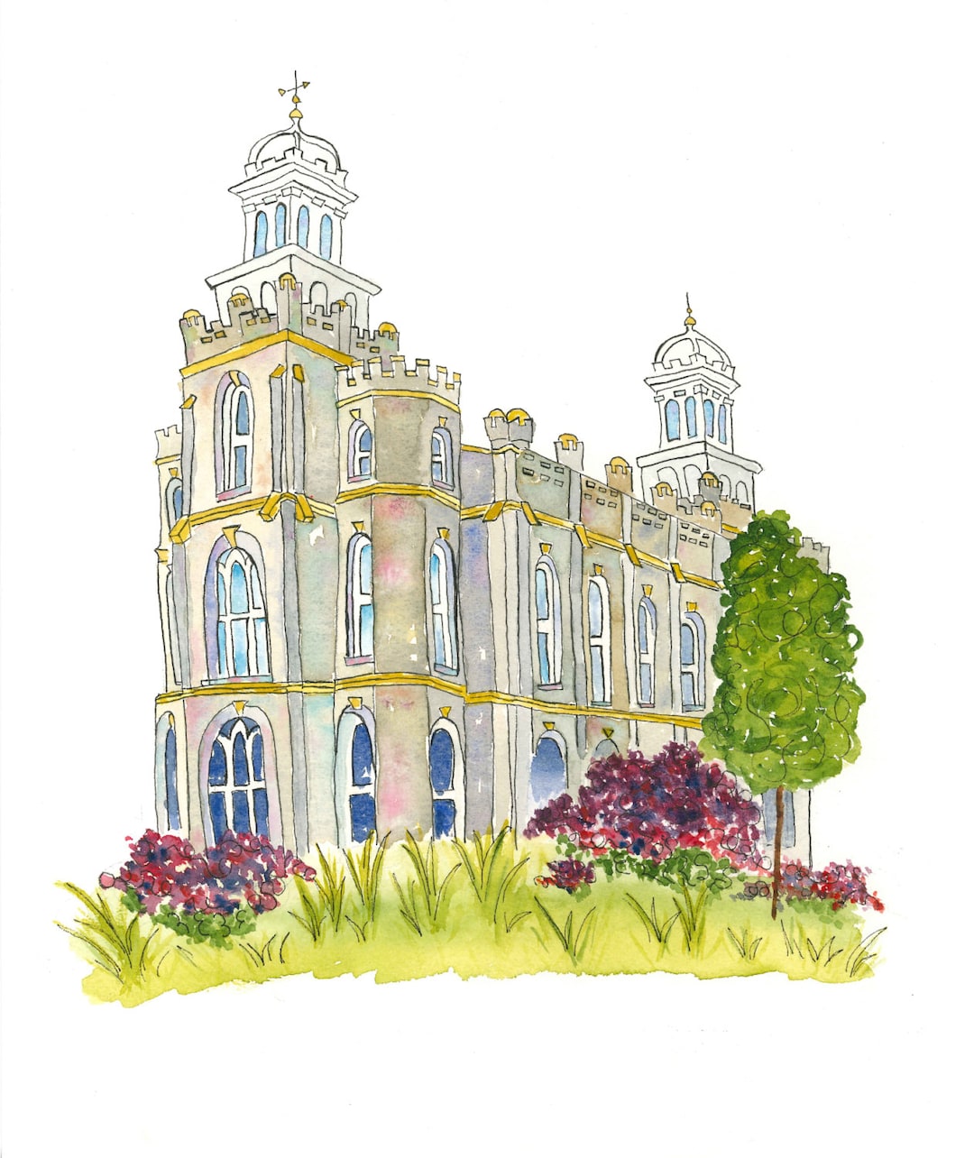 Logan Temple-watercolor - Etsy