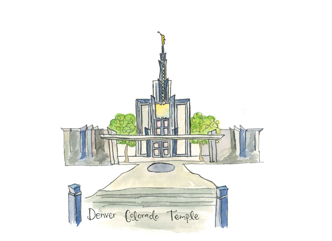 Denver Temple-watercolor - Etsy