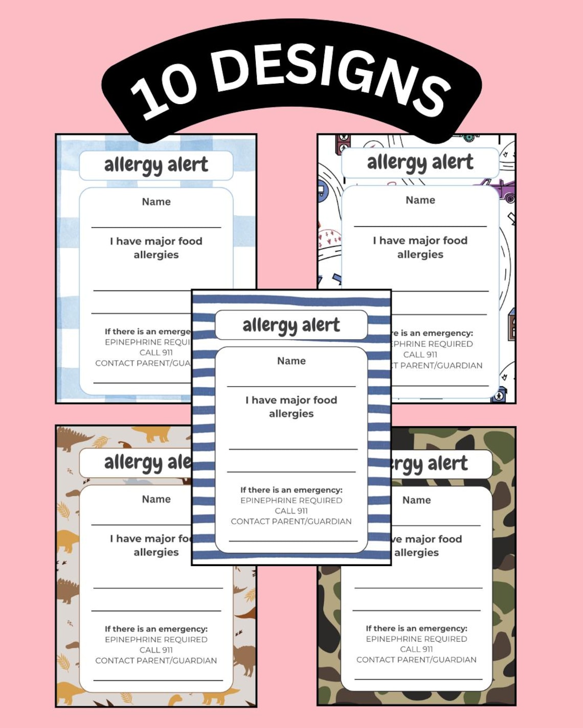 Allergy Safety Cards – Instant Download, Wallet-size PDF Templates (10 ...