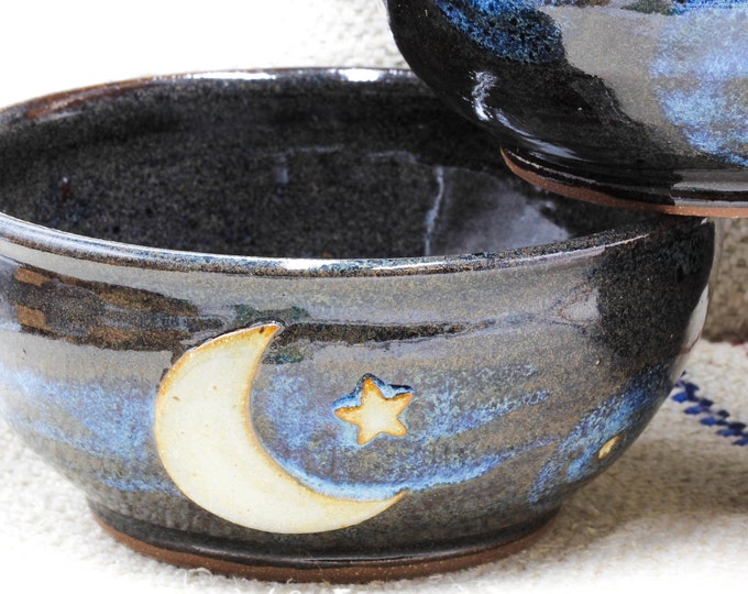 Crescent Moon and Star Handmade Pottery Bowl, Cereal, Soup or Ice Cream ...