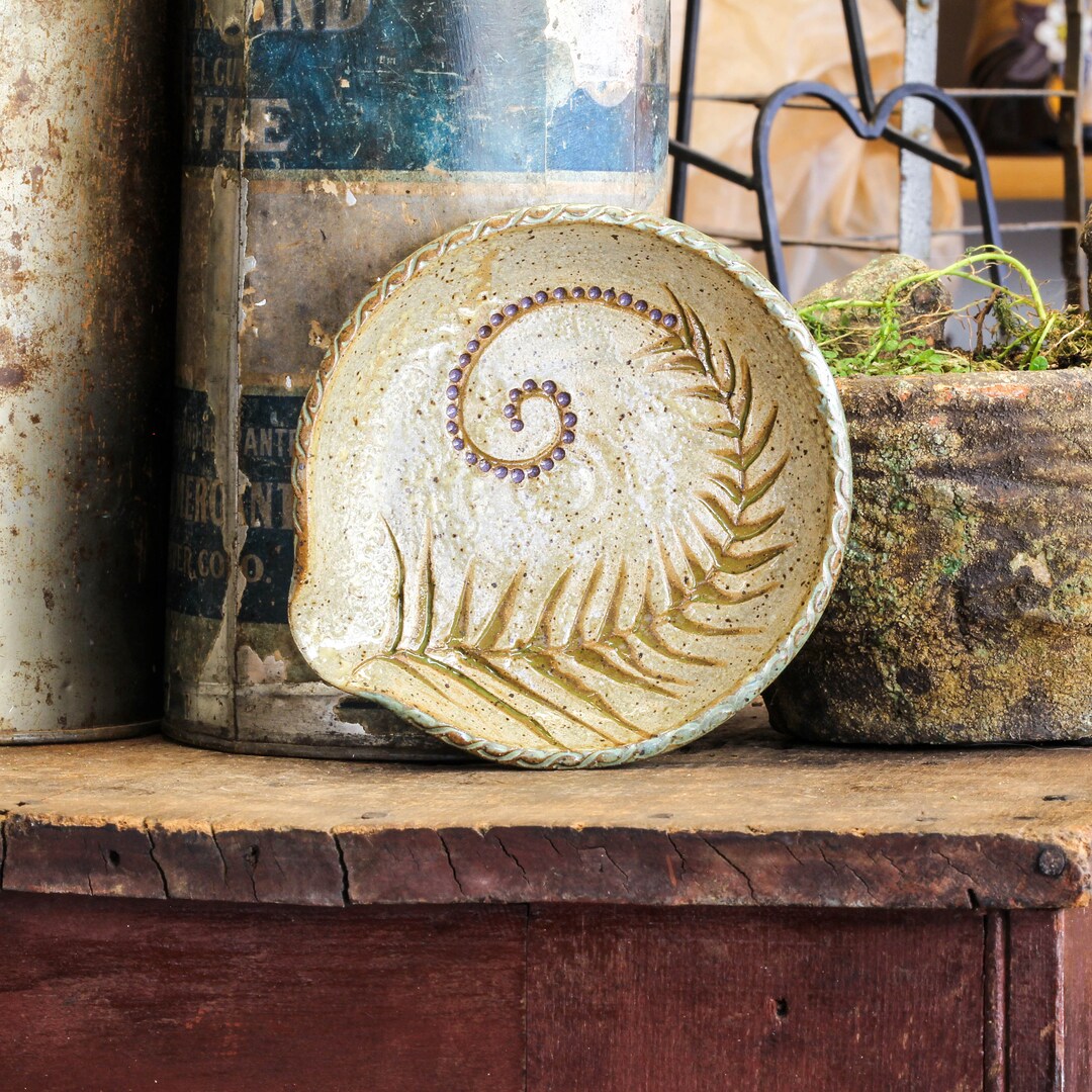 Swirl Fern Spoon Rest, Handmade Pottery Ladle Rest - Etsy