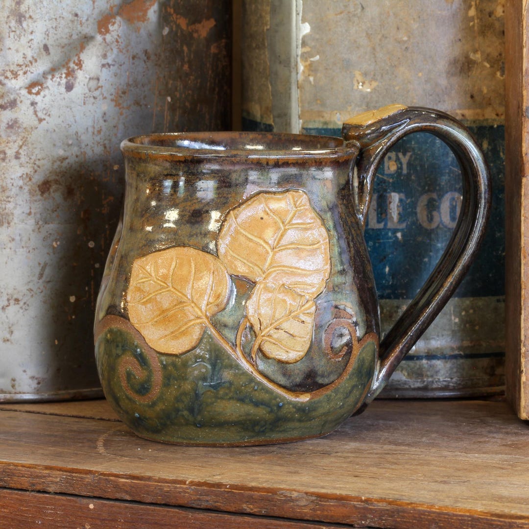 Aspen Leaf Coffee Mug, Handmade Pottery Coffee Cup, Little Aspen Cup ...