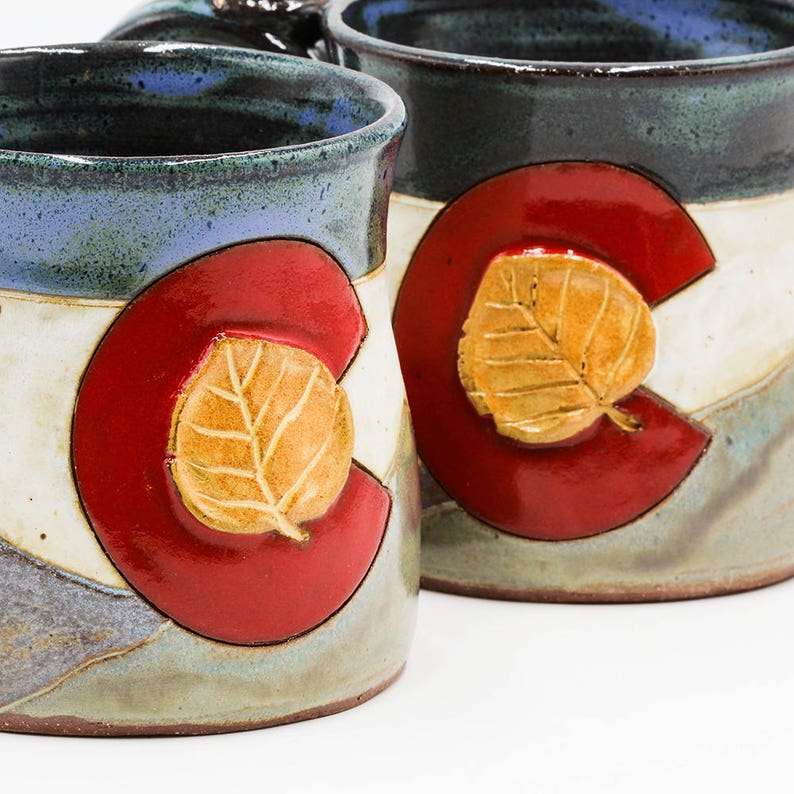 Colorado Handmade Pottery Mug Aspen Leaf Ceramic Mug | Etsy