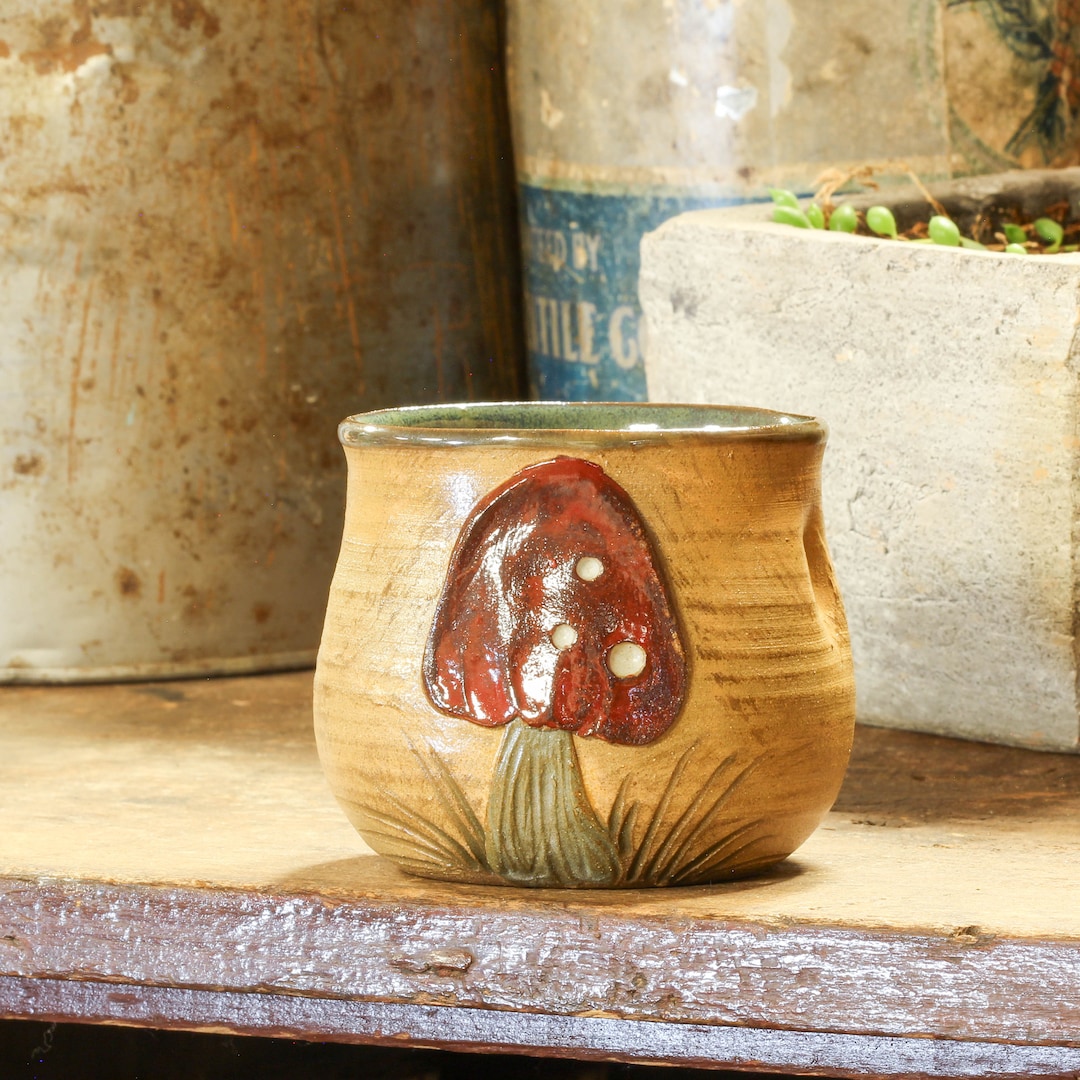 A Fungus Among Us Three Dots on a Toadstool Wine Cup ,handmade Pottery ...