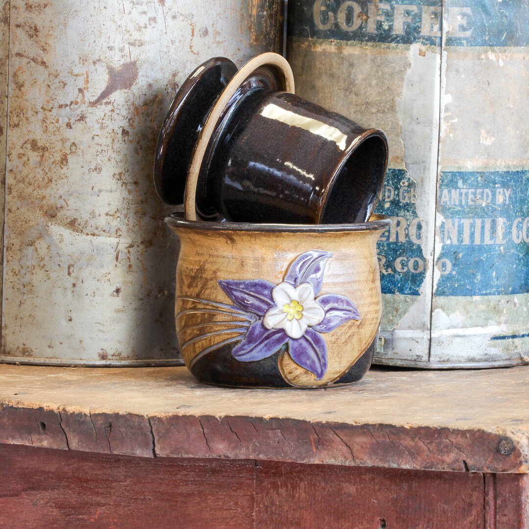Columbine Butter Keeper, Handmade Pottery Butter Crock, French Butter ...