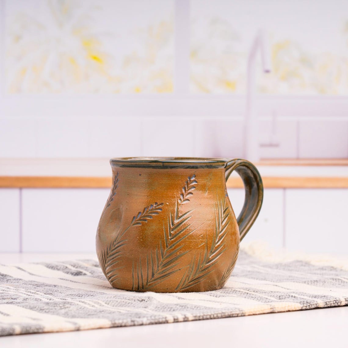 Handmade Lavender Sprig Pottery Mug, Agate Green Ceramic Coffee Cup - Etsy