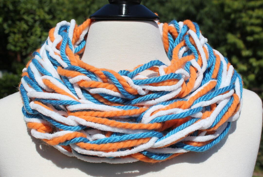 Miami Dolphins Team Spirit Single Loop Arm Knit Infinity Scarf - Etsy