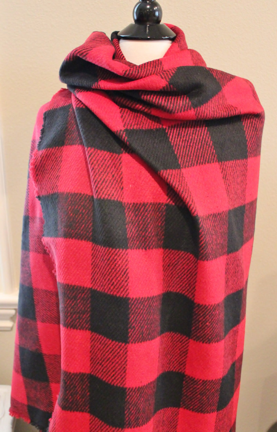 Red and Black Plaid Flannel Blanket - Etsy