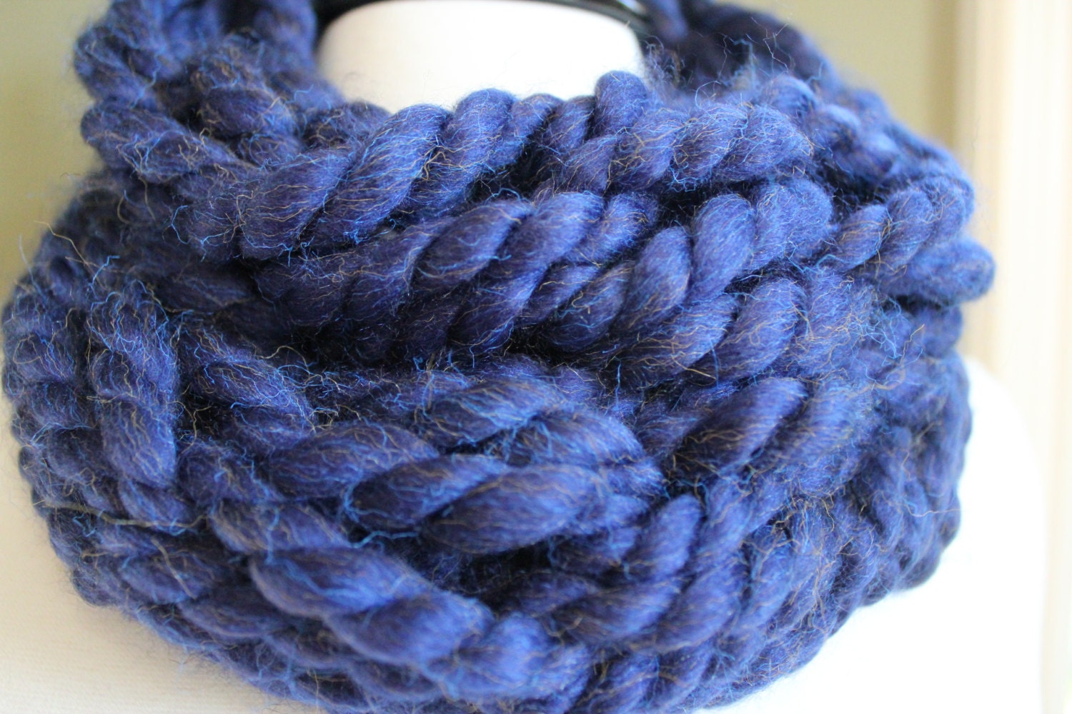 Chunky Dark Blue Arm Knit Scarf - Etsy