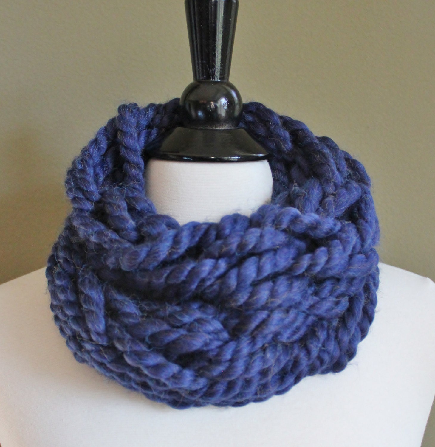 Chunky Dark Blue Arm Knit Scarf - Etsy