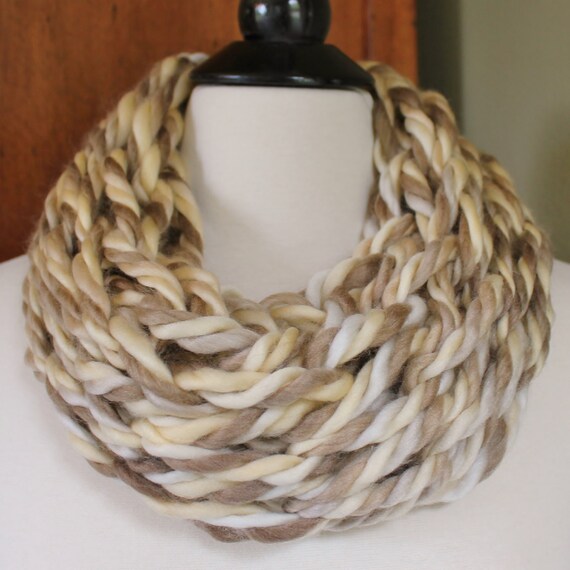 Beige Multi Single Arm Knit Infinity Scarf | Etsy
