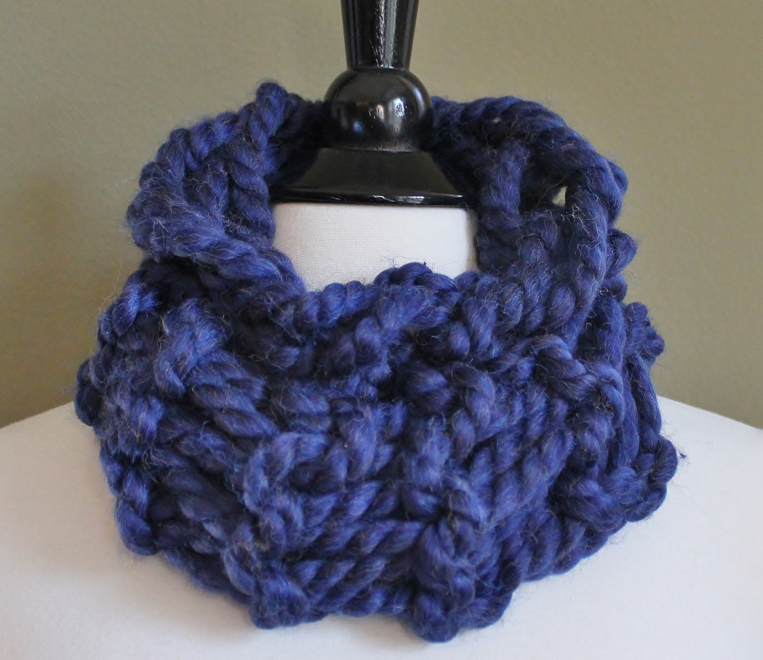 Chunky Dark Blue Arm Knit Scarf - Etsy