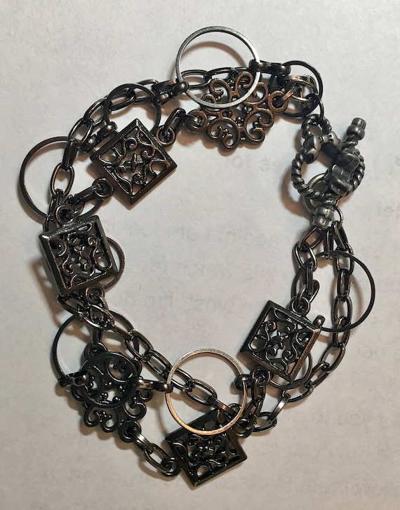 Dark Gray Metal Chain Layered Bracelets | Etsy