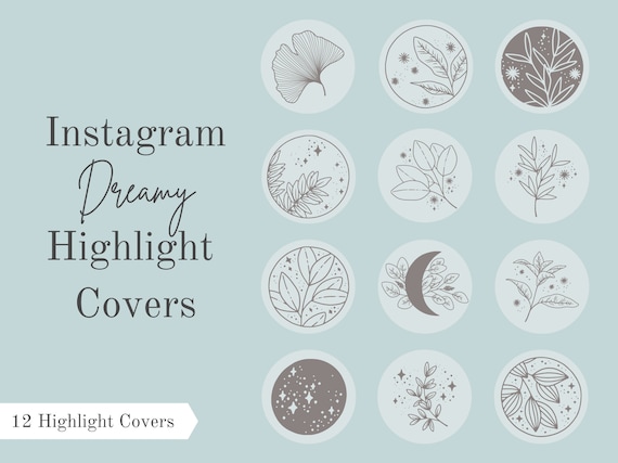 12 Dreamy Blue Highlight Covers Instagram Botanical - Etsy