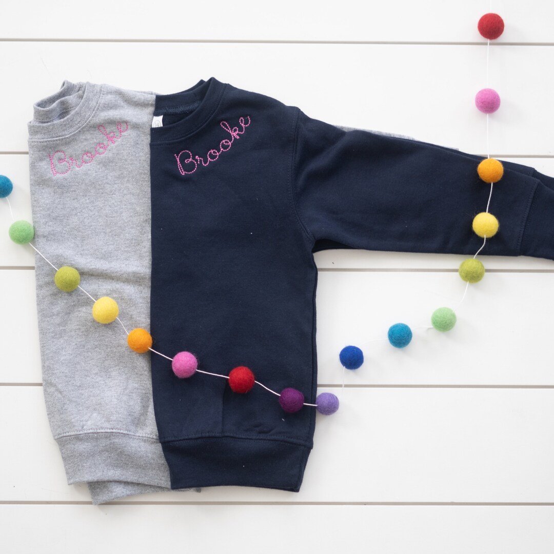 Toddler Monogram Sweatshirt // Youth Embroidered Sweatshirt - Etsy