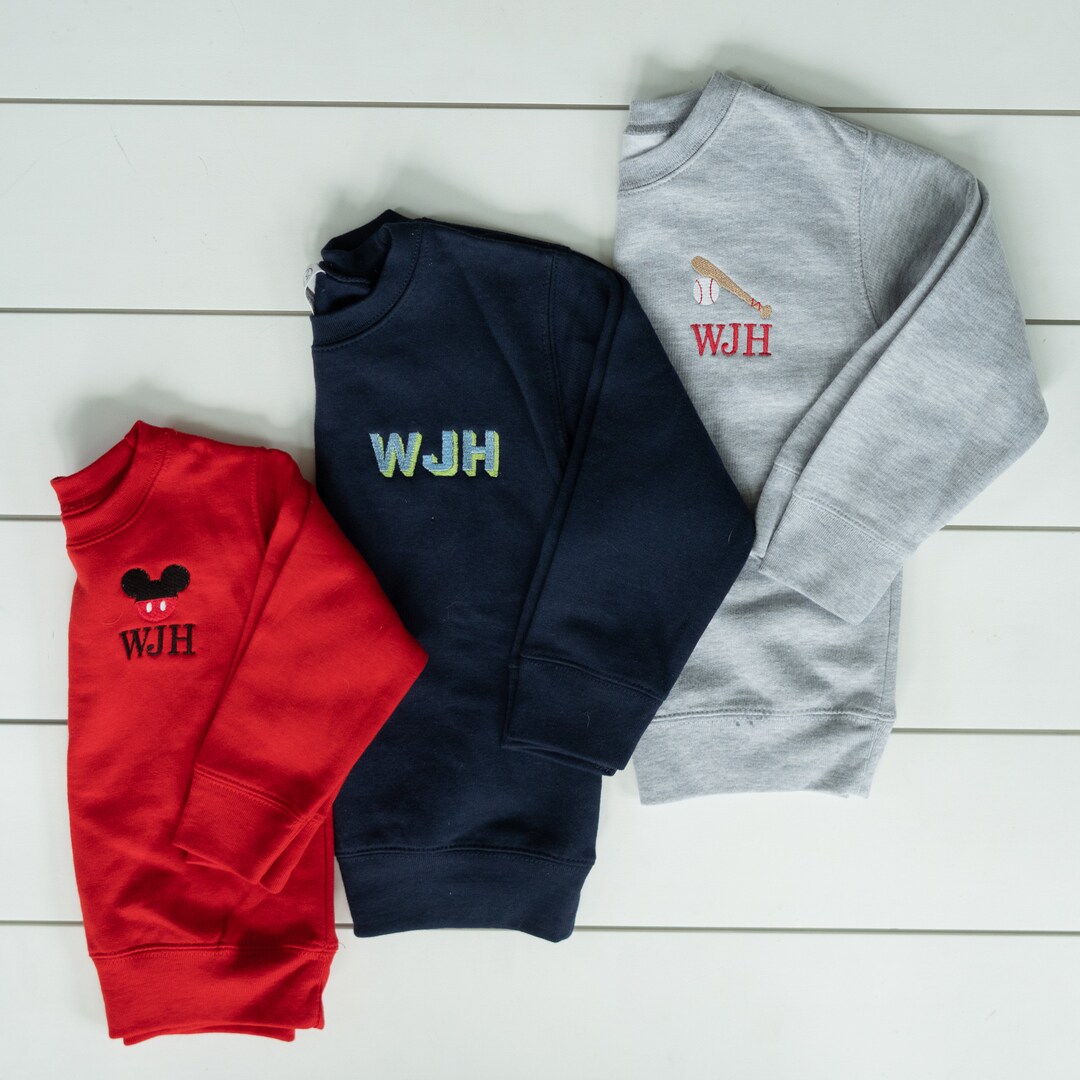 Toddler Monogram Sweatshirt // Youth Embroidered Sweatshirt - Etsy