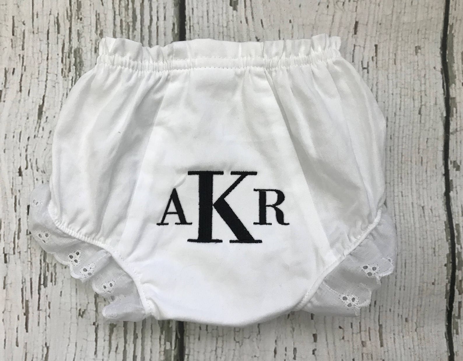 Monogrammed Bloomers // Baby Girl White Bloomers - Etsy