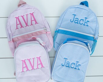 Monogram Gingham Backpack - Etsy
