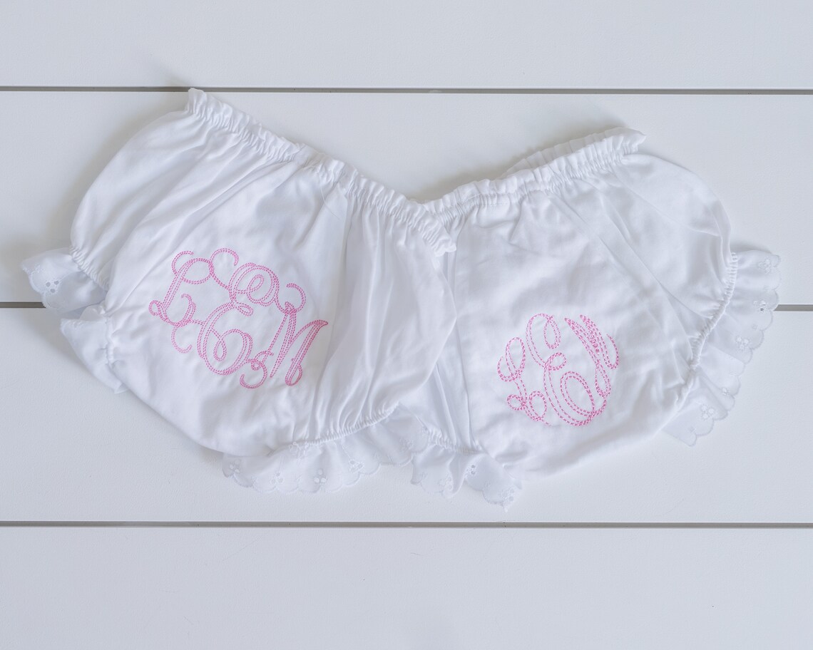 Monogrammed Bloomers // Baby Girl White Bloomers - Etsy