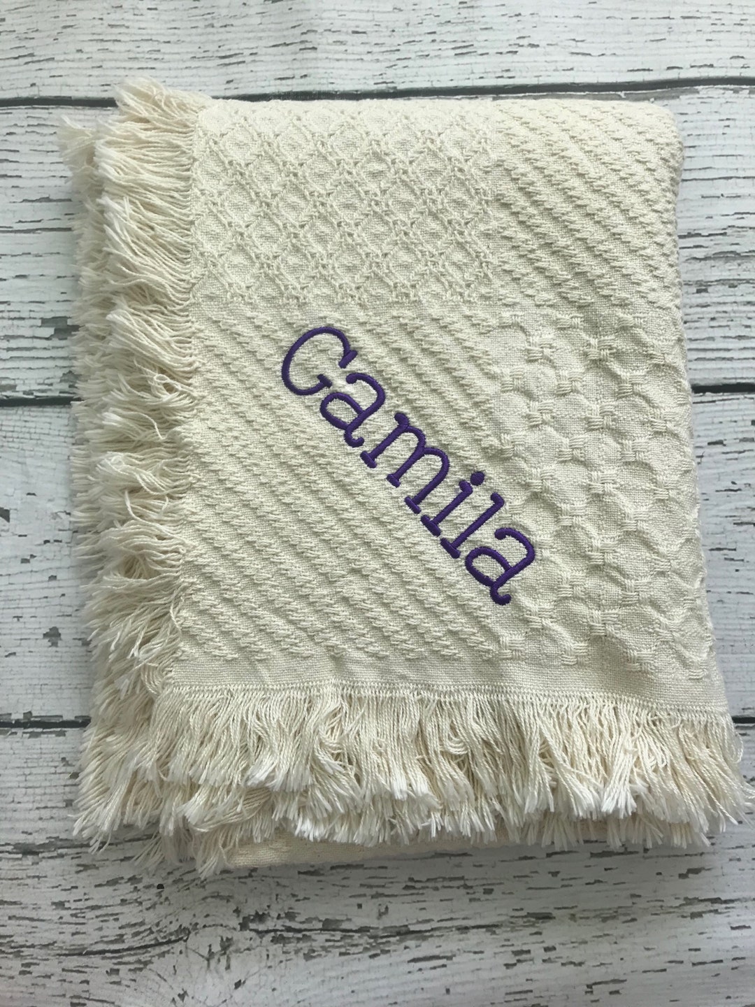 Monogrammed Throw // Embroidered Throw - Etsy