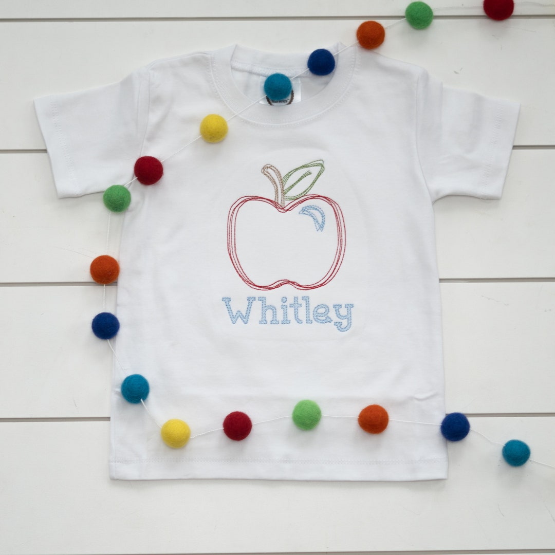 Embroidered Apple Shirt: Personalized Back to School Outfit - Etsy