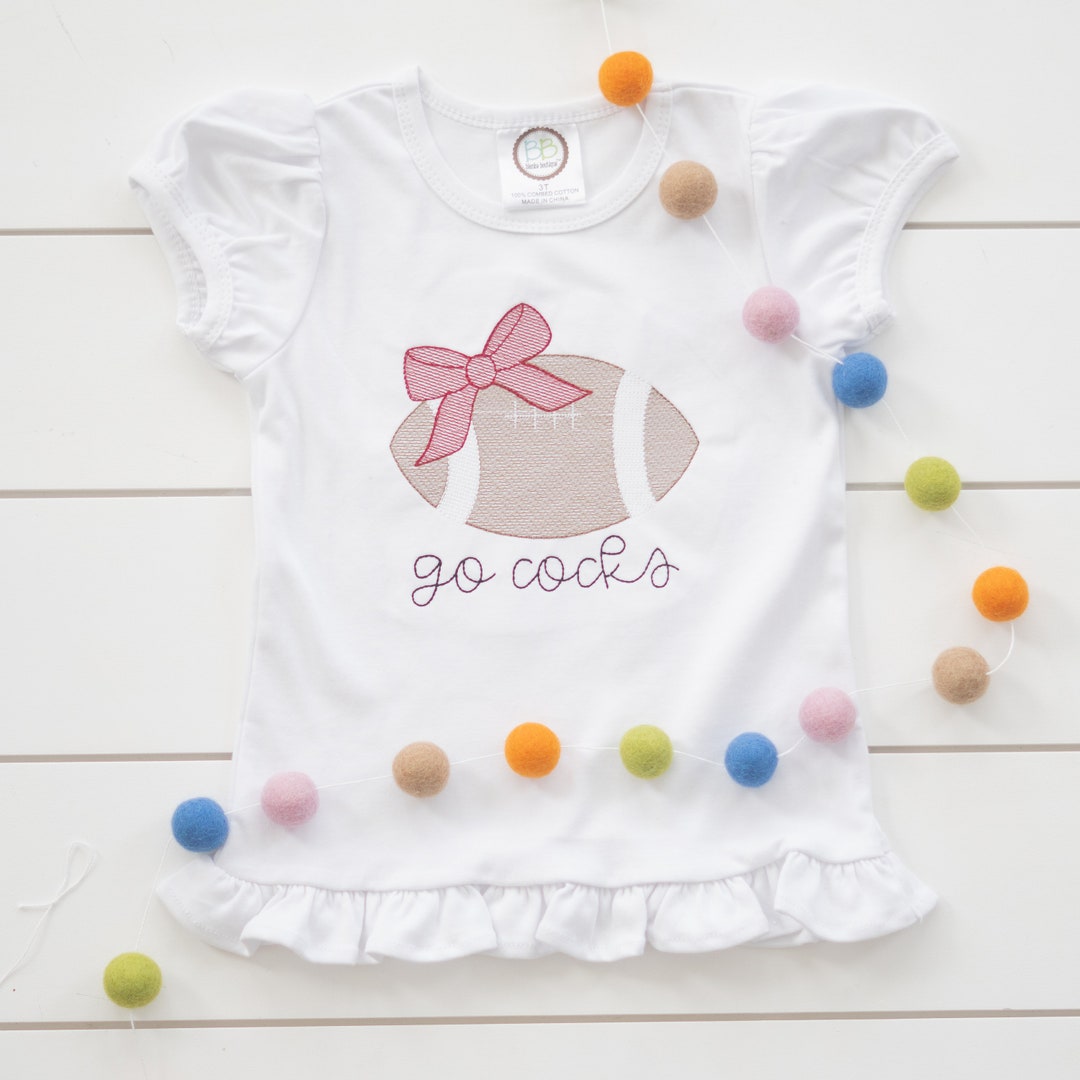 Girl’s Football Shirt // Embroidered Football Bodysuit - Etsy