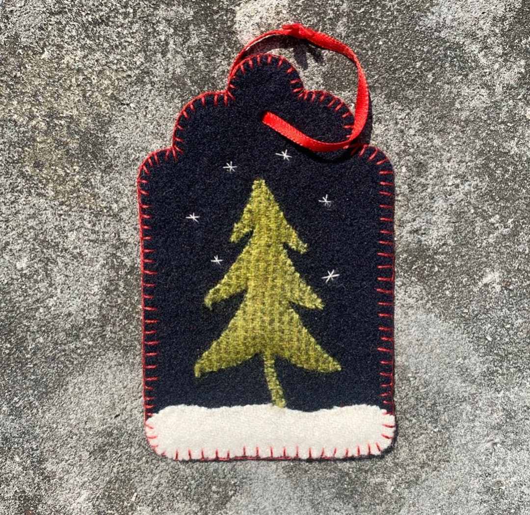 Pine in Winter Hand-dyed Wool Tag Kit - Wool Appliqué - Christmas ...