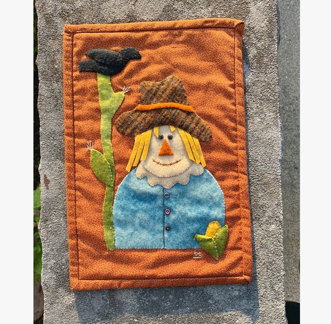 The Scarecrow Wool Applique Kit - Hand-dyed Wool - DIY Fall Project - Etsy