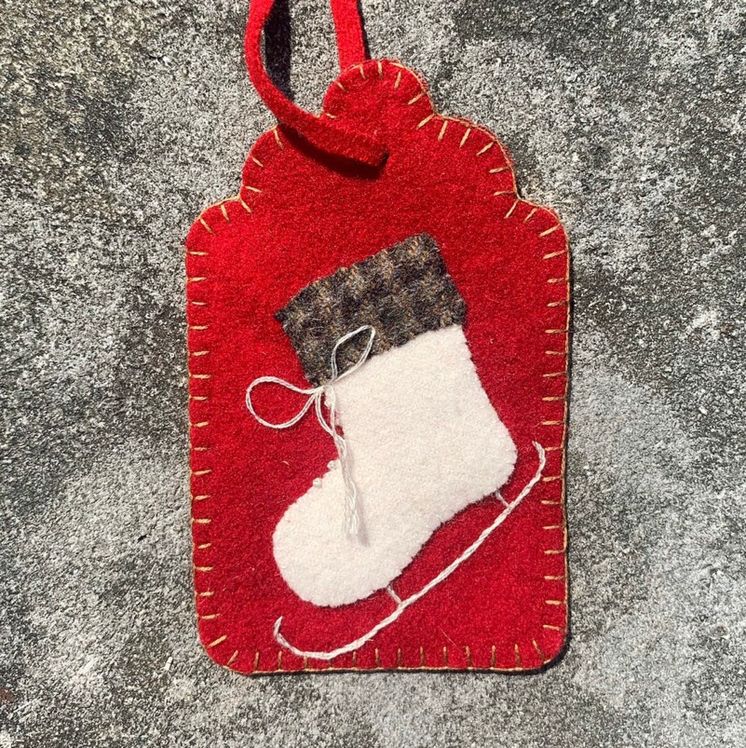 Ice Skate Wool Tag Kit - Wool Appliqué Kit - Winter Project - Christmas ...