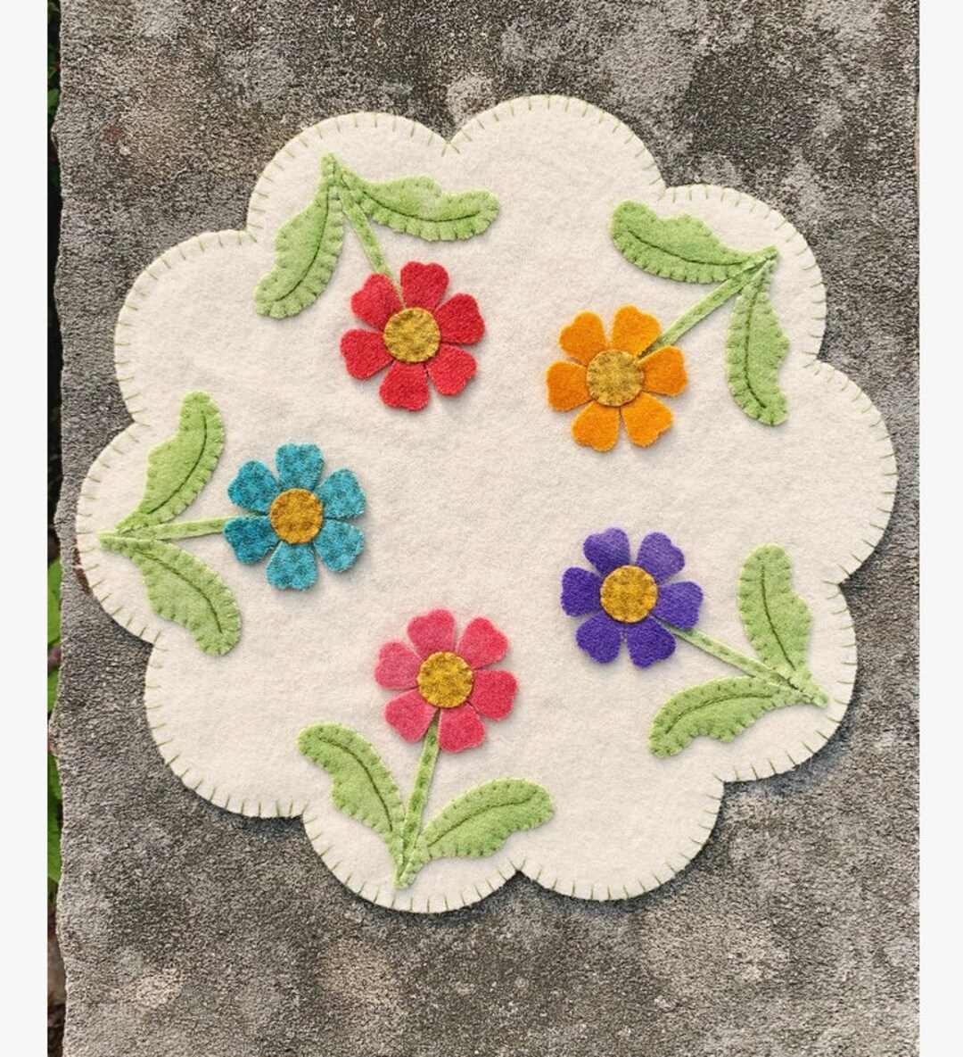 Spring Flower Wool Mat Kit - Candle Mat - Wool Applique - Etsy