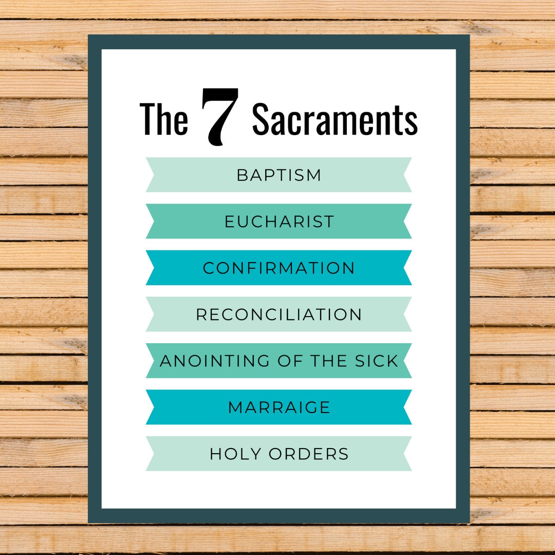 Catholic Seven Sacraments Printable for RE or Homeschool Use Blue and ...
