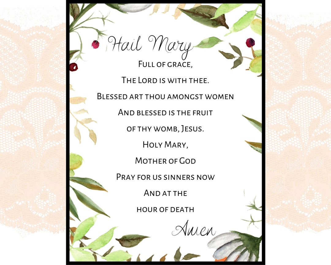 Hail Mary Printable Catholic Prayer Digital Download - Etsy UK